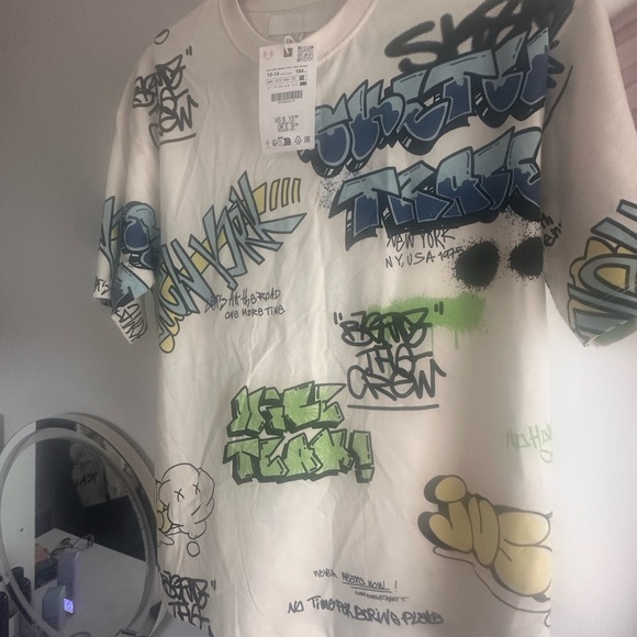 Zara | Matching Sets | Zara Kids Graffiti Print Set White Blue Green ...